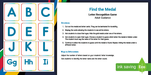 Find the Medal Letter Recognition Game