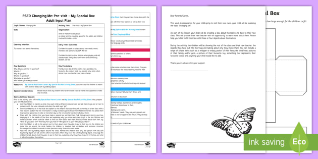 PSED Changing Me: My Special Box Adult Input Plan and Resource Pack