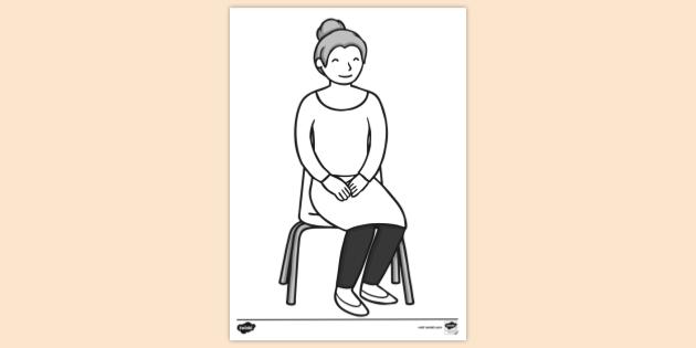 FREE! - Relationships Teacher Sitting On Chair | Colouring Sheets