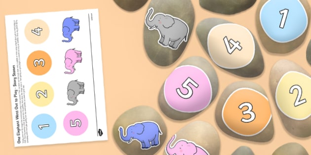 One Elephant Went Out to Play Story Stones Image Cut-Outs