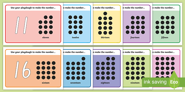 Simple Number 11/20 Playdough Activity Mat