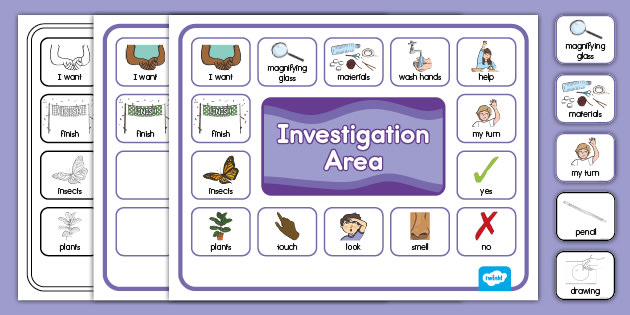 Investigation Area Communication Board (teacher made)