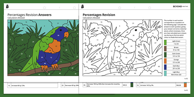 👉 Mixed Percentages Colour By Number| KS3 Maths | Beyond