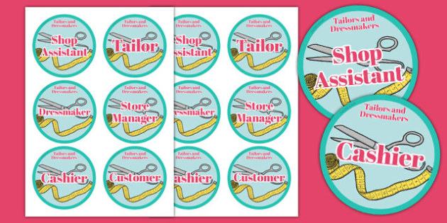 Tailors and Dressmakers Shop Badges (teacher made)