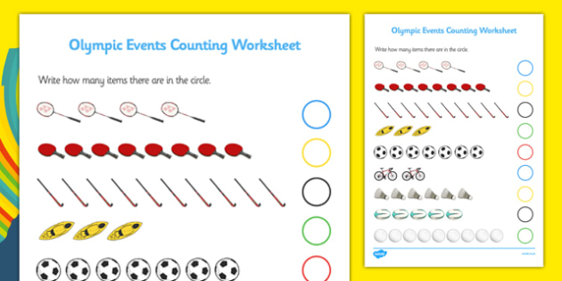 FREE! - Rio 2016 Olympics Sports Events Counting Worksheet / Worksheet