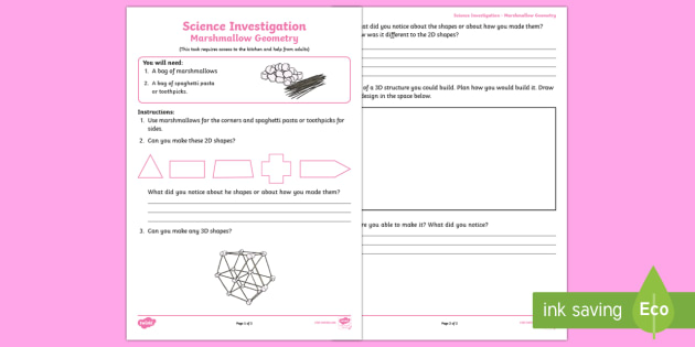 Marshmallow Geometry Science Experiment and Prompt Card Pack