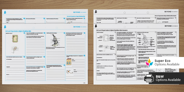 Cells and Organisation Revision Mat - Higher | Beyond