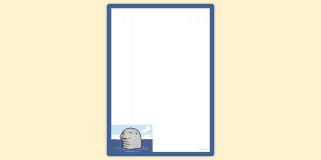 FREE! - Seal Swimming Page Border - Primary Resources