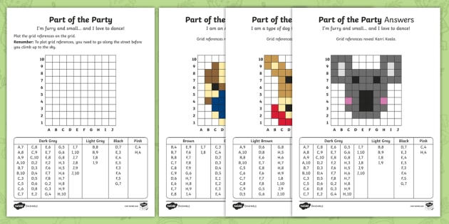 Part of the Party Grid References Worksheets