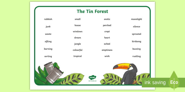 Word Mat to Support Teaching of The Tin Forest