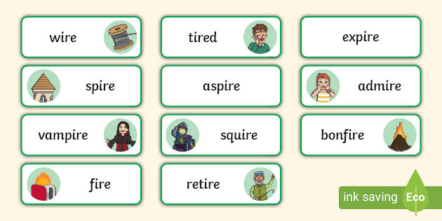 'ire' Word Cards (teacher made)