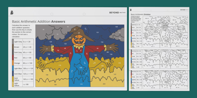 Basic Arithmetic Color by Number Activity Pack