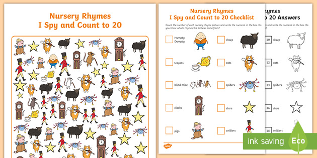 Nursery Rhymes I Spy and Count Activity to 20 (teacher made)