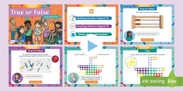 👉 EYFS Maths True or False PowerPoint: To 20 and Beyond