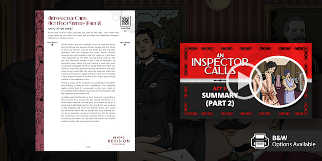 An Inspector Calls Summaries | twinkl.co.uk