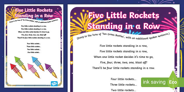Five Little Rockets Standing in a Row Rhyme Display Poster