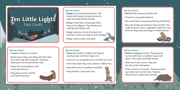 Ten Little Lights Fact Cards (creat de profesori)