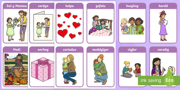 Mother's Day Playing Cards in Welsh (teacher made)