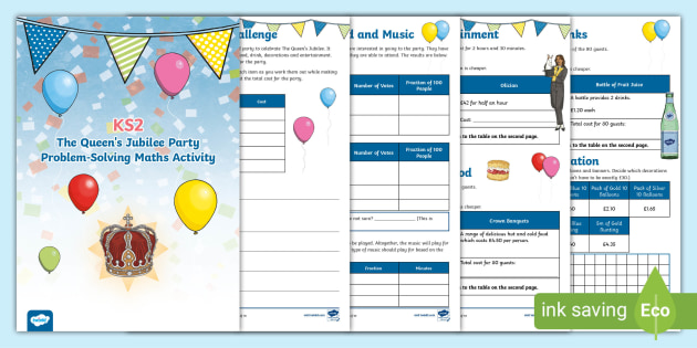 KS2 The Queen's Jubilee Party Problem Solving Maths Activity