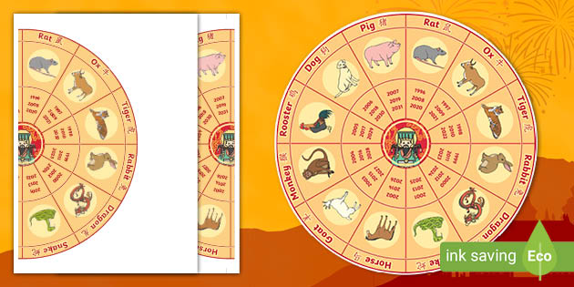 Chinese New Year - Zodiac Wheel - English/Mandarin Chinese