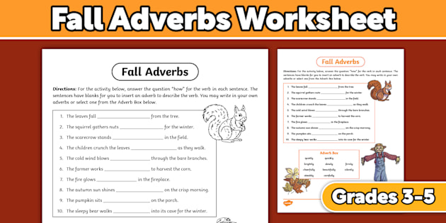 Adverbs Worksheets 3rd Grade
