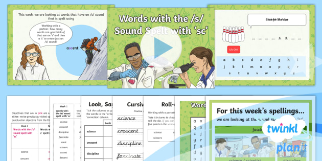 PlanIt Y4 Term 2B W1: Words with the /s/ sound spelt with sc Spelling Pack