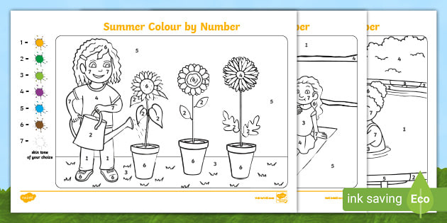 👉 EYFS Summer Colour by Number Activity (teacher made)