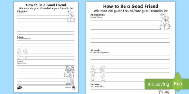 How to Be a Good Friend Writing Frames English/German - How Can I be a Good