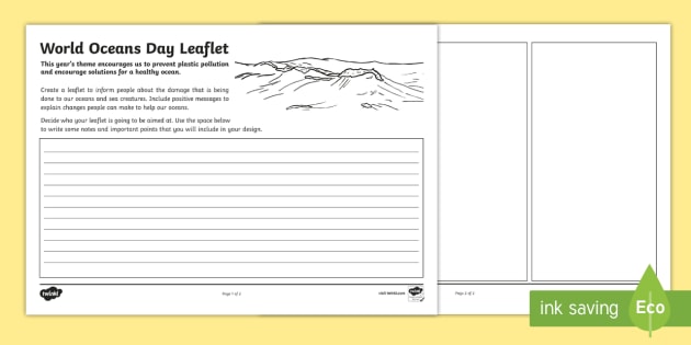World Oceans Day Design a Leaflet Worksheet / Worksheets