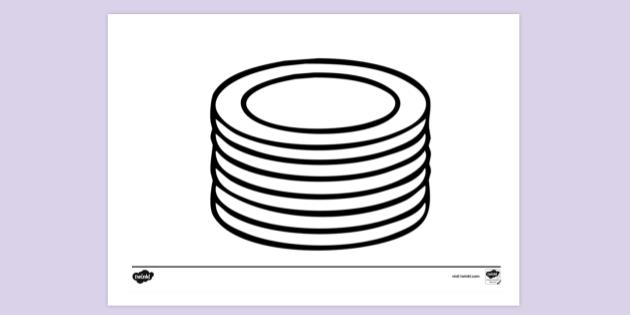FREE! - Stack of Plates Colouring Sheet | Colouring Sheets | Twinkl