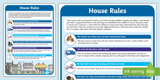 Childminder House Rules (teacher made)