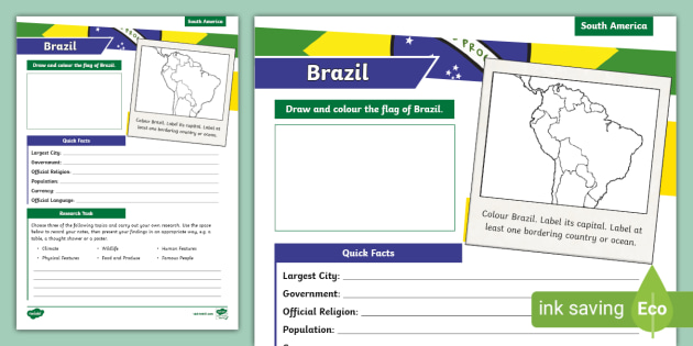 KS2 Brazil Research Activity - Geography - Twinkl