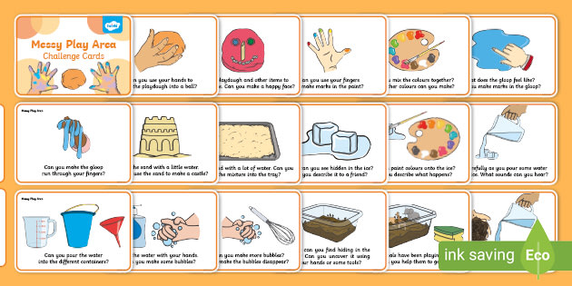 Nursery Messy Play Area Challenge Cards | Twinkl