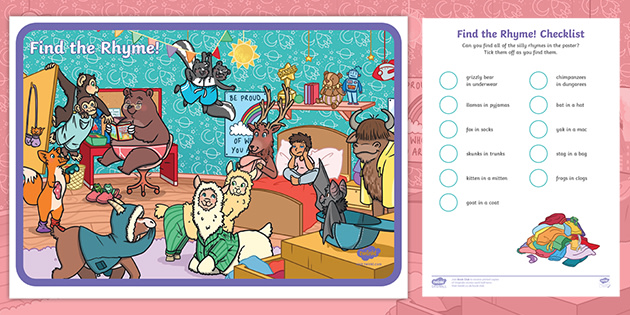 Stop Telling Fibs! Find the Rhyme Poster and Checklist