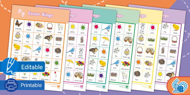 Easter Bingo Game Boards Editable (teacher made)