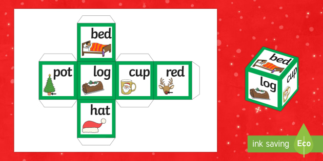 Christmas CVC Words Dice (teacher made)