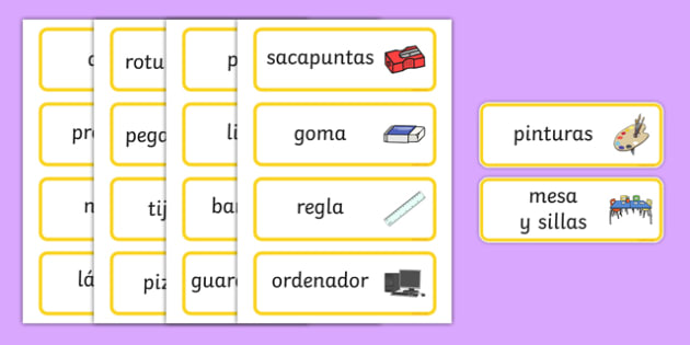 Classroom Word Cards Spanish-Spanish (creat de profesori)