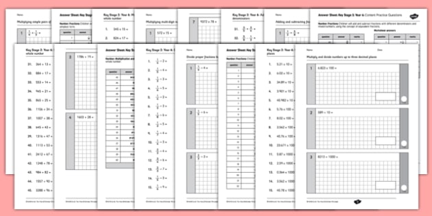 KS2 SATs Arithmetic Test Year 6 Practice Topic Questions