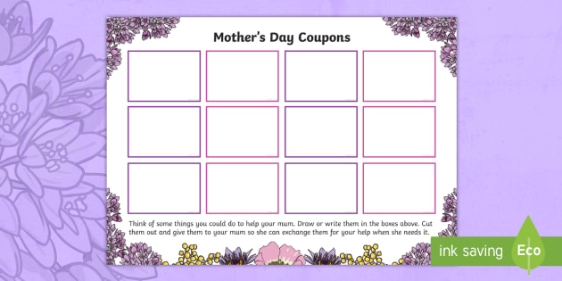 Create Your Own Mother's Day Coupons Activity - NI Mother's Day coupon