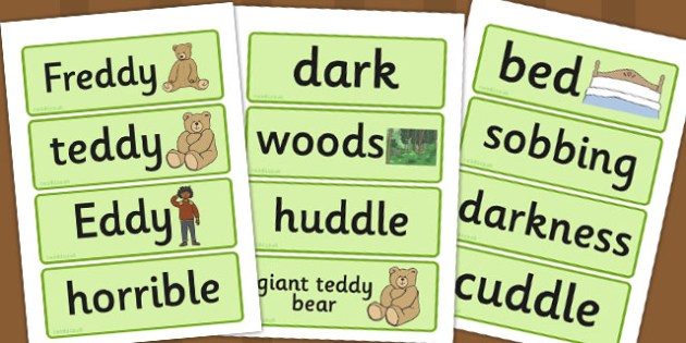 I've Lost My Teddy, Where Is It? Word Cards