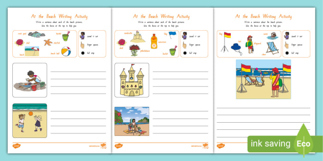 At the Beach NZ Early Writing Activities (teacher made)