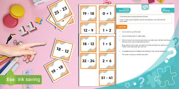 Verbal Reasoning - Mental Maths Memory Game - Twinkl