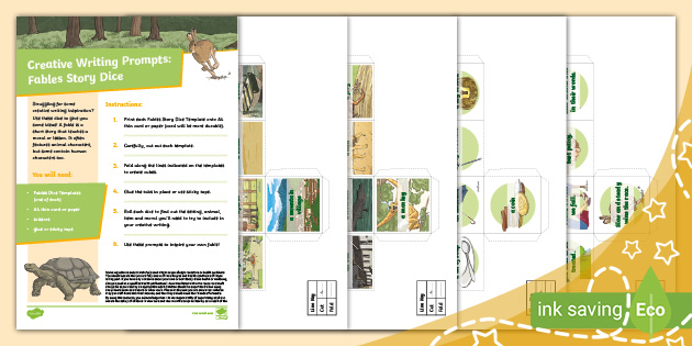 Creative Writing Prompts: Fables Story Dice (teacher made)