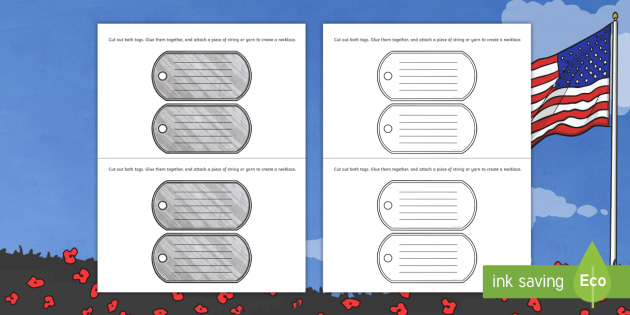 Military Dog Tag Craft Instructions (teacher made)