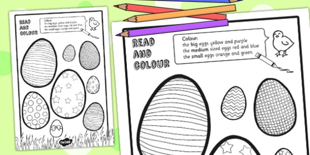 Easter Egg Read and Colour Worksheet / Worksheet