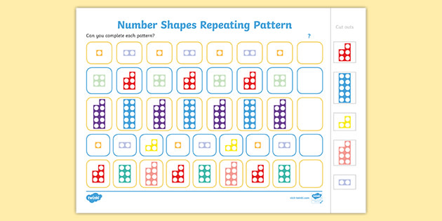 👉 Number Shapes Repeating Pattern Activity (teacher made)