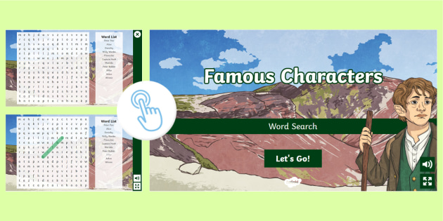 Interactive Famous Characters Word Search | Twinkl Go!
