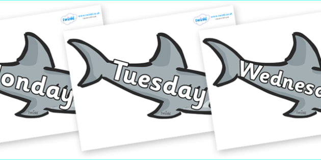 FREE! - Days of the Week on Sharks (teacher made)