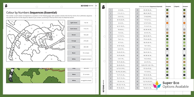 👉 Colour by Number: Sequences Worksheet | Foundation Maths