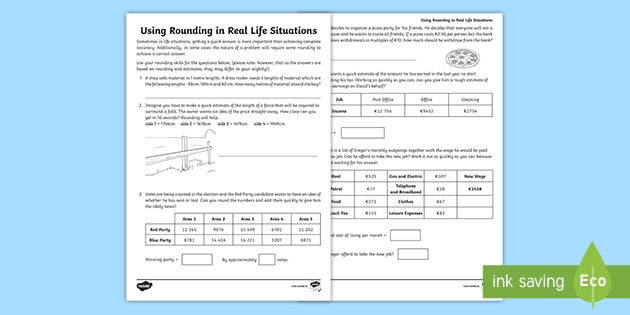 Using Rounding in Real Life Situations (teacher made)